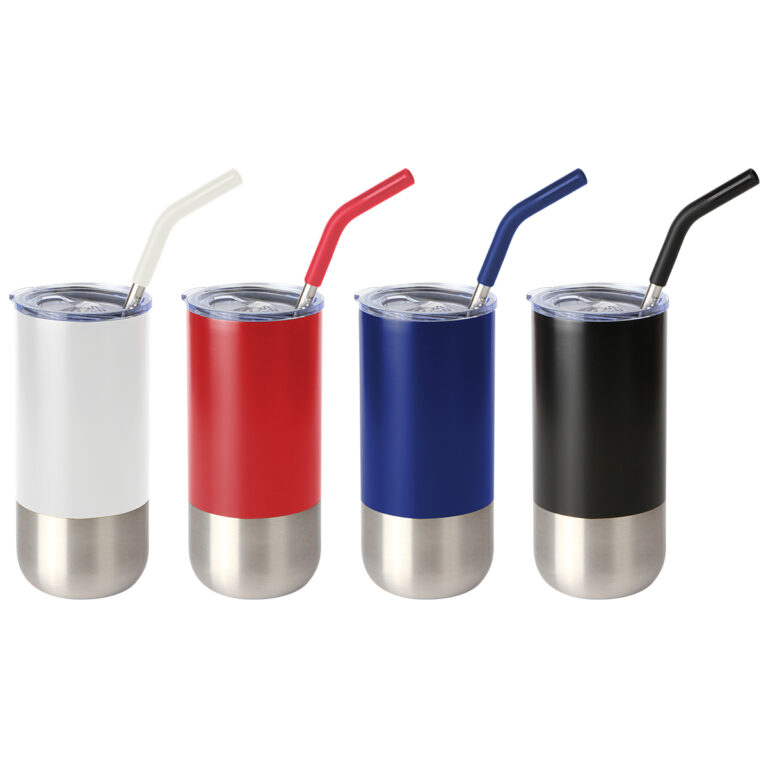 Termo doble pared con tapa de plástico y popote de acero